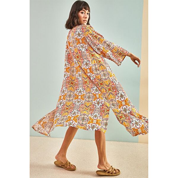 Shade Şal Yaka Desenli Uzun Kollu Viskon Kadın Kimono Shade Şal Yaka Desenli Uzun Kollu Viskon Kadın Kimono