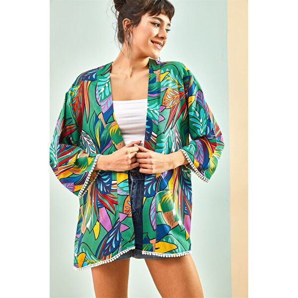Shade Şal Yaka Desenli Viskon Kadın Kimono Shade Şal Yaka Desenli Viskon Kadın Kimono