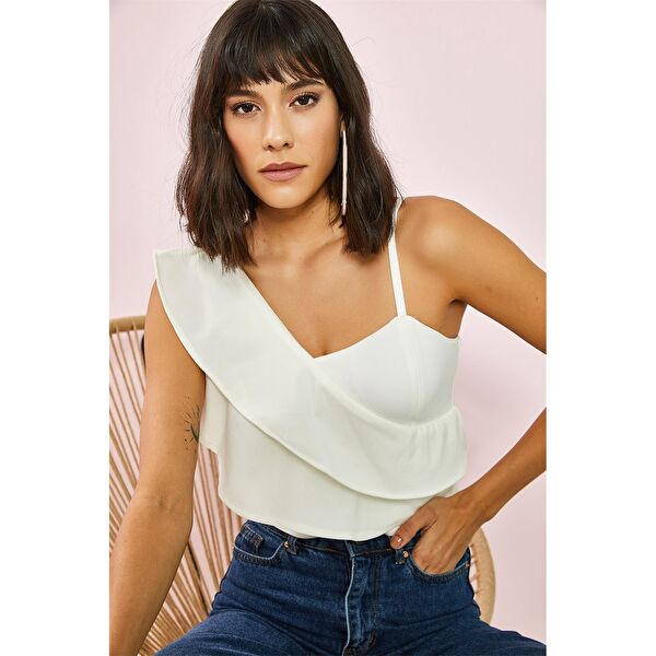 Shade V Yaka Düz Askılı Kadın Bluz