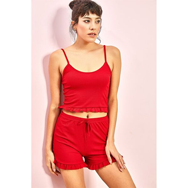 Shade U Yaka Desenli Askılı Kadın Pijama Takımı Shade U Yaka Desenli Askılı Kadın Pijama Takımı