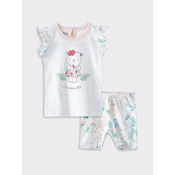 Aziz Bebe Baskılı Kız Bebek 2'li Takım