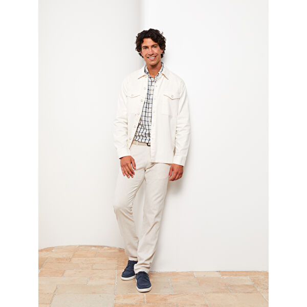 Slim Fit Keten Erkek Pantolon