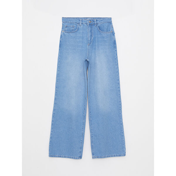 Yüksek Bel Standart Fit Düz Kadın Rodeo Jean Pantolon