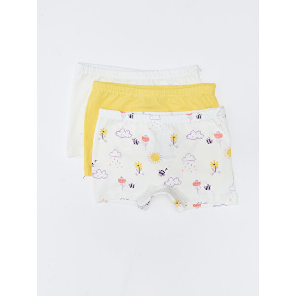 Beli Lastikli Kız Bebek Boxer 3'lü