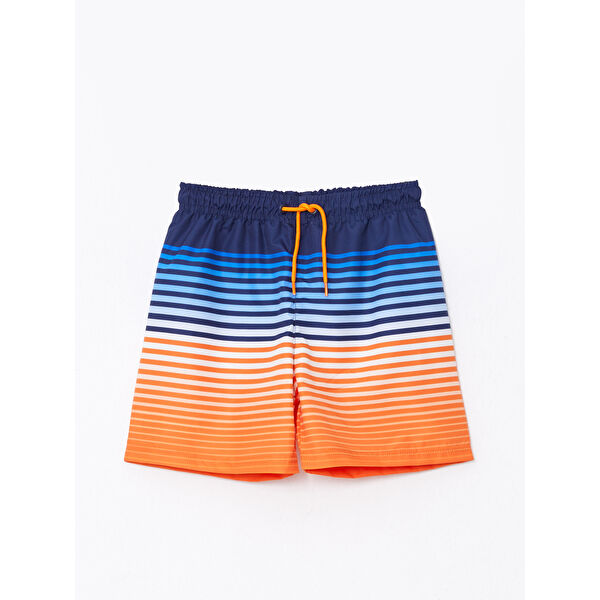 Beli Lastikli Çizgili Erkek Çocuk Deniz Şortu