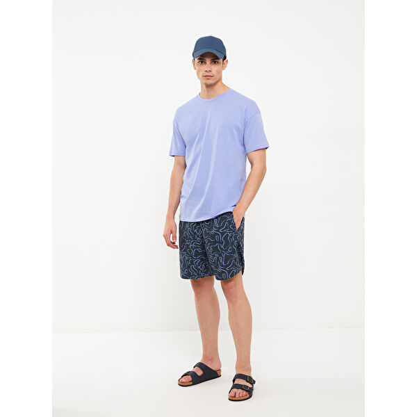 Diz Hizası Baskılı Deniz Şort