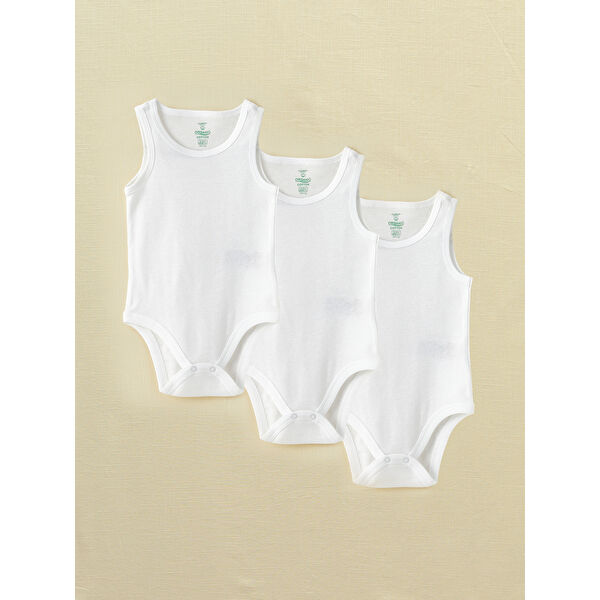 Bisiklet Yaka Basic Organik Pamuklu Kız Bebek Çıtçıtlı Body 3'lü