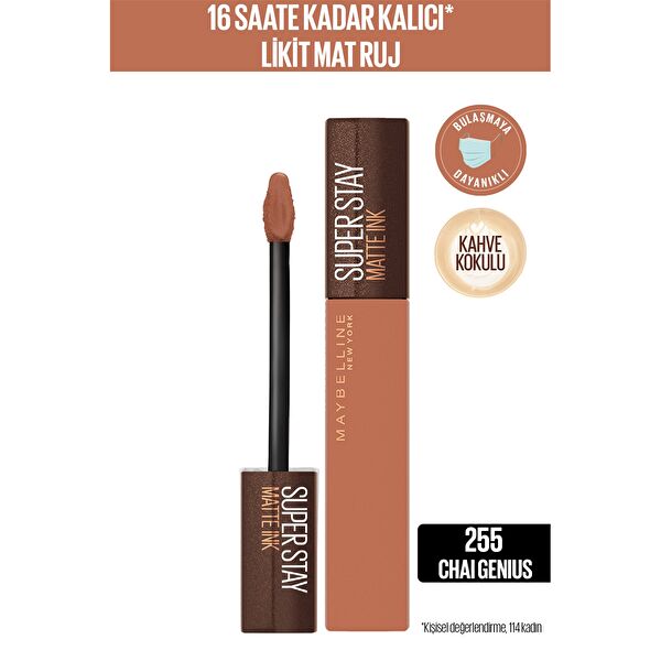 Maybelline New York Super Stay Matte Ink Likit Mat Ruj - 255 Chai Genius Maybelline New York Super Stay Matte Ink Likit Mat Ruj - 255 Chai Genius
