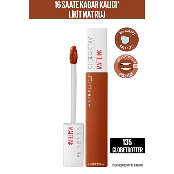 Maybelline New York Super Stay Matte Ink City Edition Likit Mat Ruj - 135 Globe-Trotter Maybelline New York Super Stay Matte Ink City Edition Likit Mat Ruj - 135 Globe-Trotter
