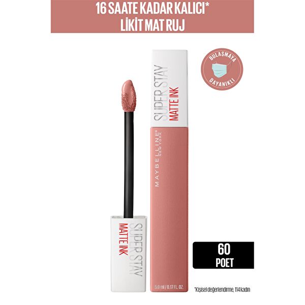 Maybelline New York Super Stay Matte Ink Unnude Likit Mat Ruj - 60 Poet - Nude Maybelline New York Super Stay Matte Ink Unnude Likit Mat Ruj - 60 Poet - Nude