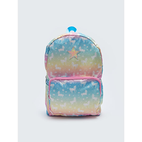 Çok Renkli Baskılı Kız Çocuk Sırt Çantası