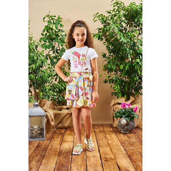 Chaton D'or Bisiklet Yaka Kız Çocuk Tişört ve Etek 2'li Chaton D'or Bisiklet Yaka Kız Çocuk Tişört ve Etek 2'li