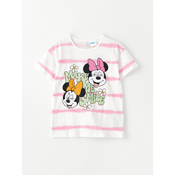 Bisiklet Yaka Kısa Kol Minnie ve Mickey Mouse Baskılı Kız Bebek Tişört Bisiklet Yaka Kısa Kol Minnie ve Mickey Mouse Baskılı Kız Bebek Tişört