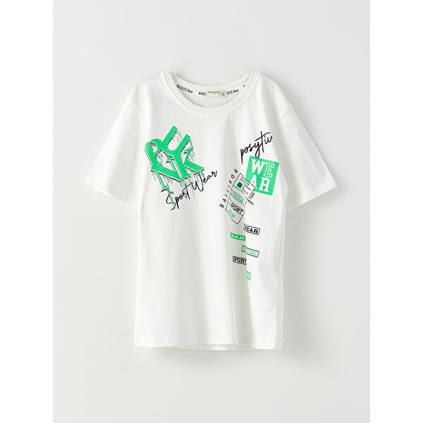 Breeze Bisiklet Yaka Baskılı Kısa Kollu Erkek Çocuk Tişört