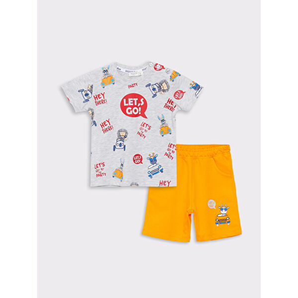 Breeze Bisiklet Yaka Baskılı Erkek Bebek 2'li Takım