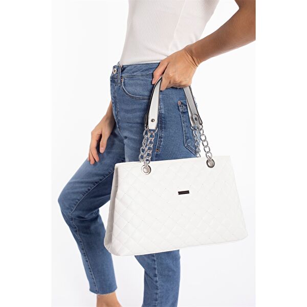 MADAMRA Deri Görünümlü Kapitoneli Kadın Omuz Çantası