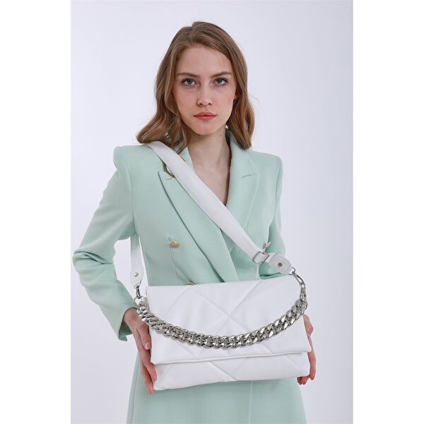 MADAMRA Deri Görünümlü Zincir Detaylı Kadın Omuz Çantası