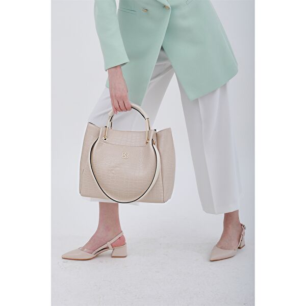 MADAMRA Deri Görünümlü Kroko Desenli Kadın Omuz Çantası