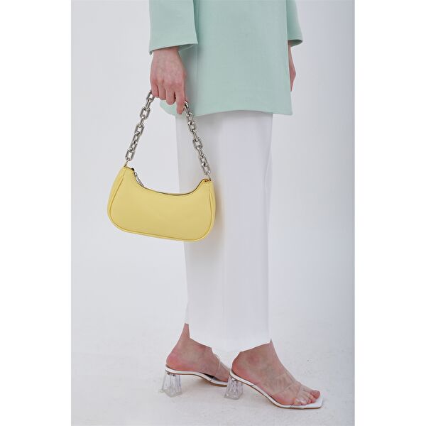 MADAMRA Deri Görünümlü Zincir Askılı Kadın Baget Çanta