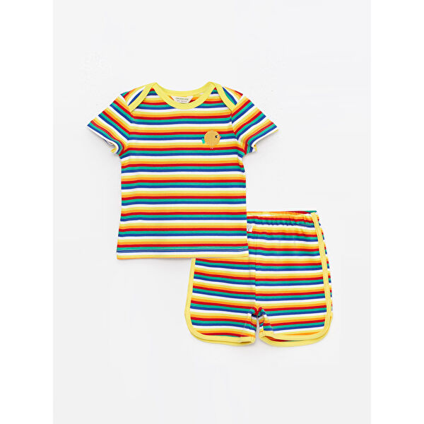 Bisiklet Yaka Kısa Kollu Organik Pamuklu Erkek Bebek 2'li Takım