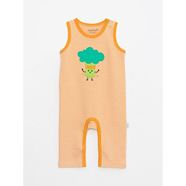 Bisiklet Yaka Çizgili Organik Pamuklu Kız Bebek Tulum