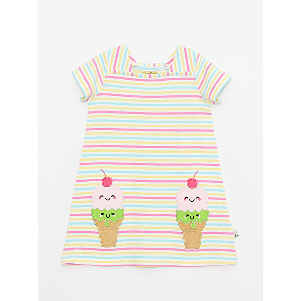 Bisiklet Yaka Kısa Kollu Organik Pamuklu Kız Bebek Elbise Bisiklet Yaka Kısa Kollu Organik Pamuklu Kız Bebek Elbise