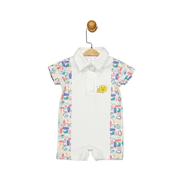 Polo Yaka Kısa Kollu Baskılı Erkek Bebek Tulum Polo Yaka Kısa Kollu Baskılı Erkek Bebek Tulum