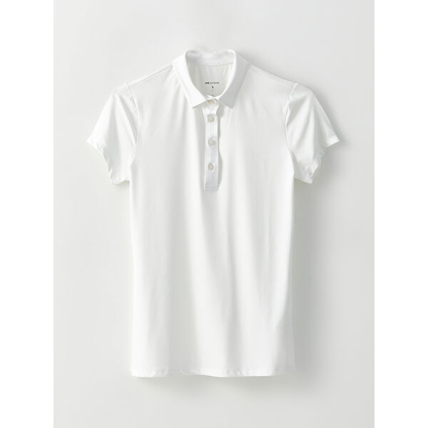 Polo Yaka Düz Kısa Kollu Kadın Tişört