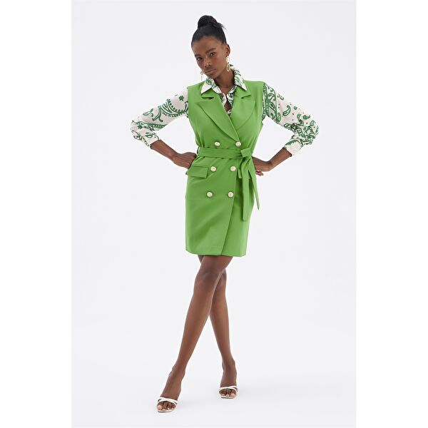 Ceket Yaka Düz Kolsuz Kadın Elbise Ceket Yaka Düz Kolsuz Kadın Elbise