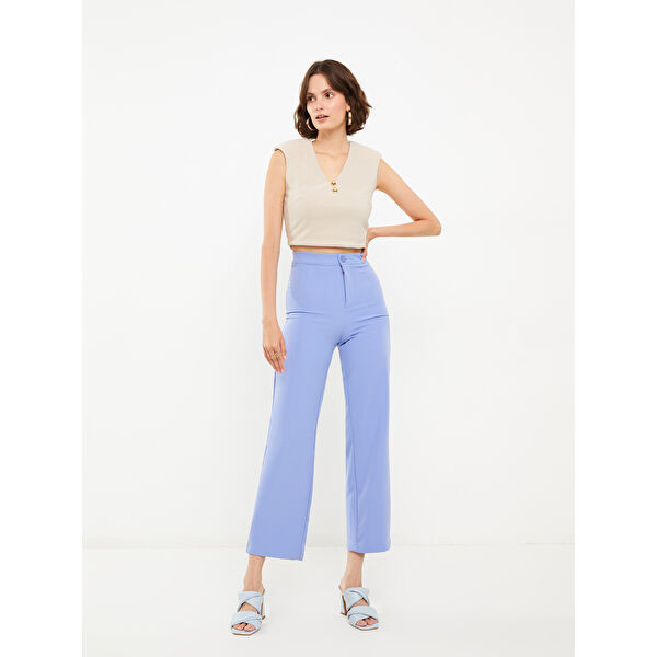 V Yaka Düz Kolsuz Crop Kadın Bluz