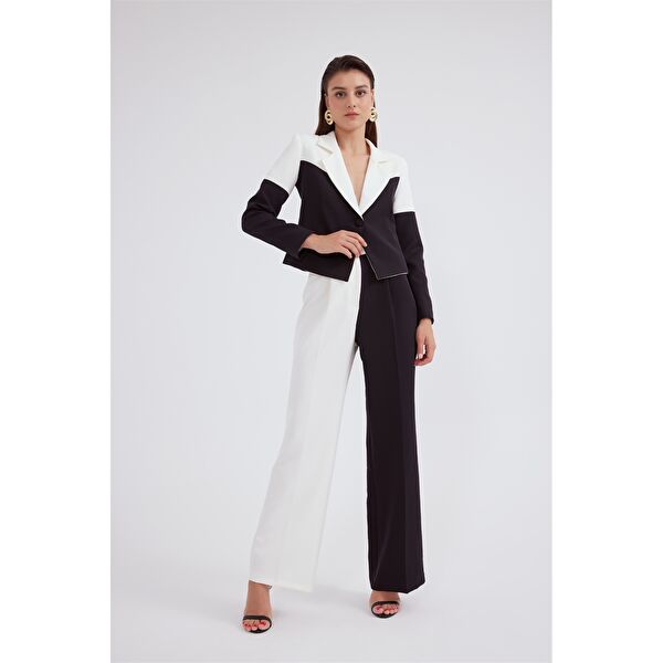 Standart Fit Renk Bloklu Kadın Pantolon Standart Fit Renk Bloklu Kadın Pantolon