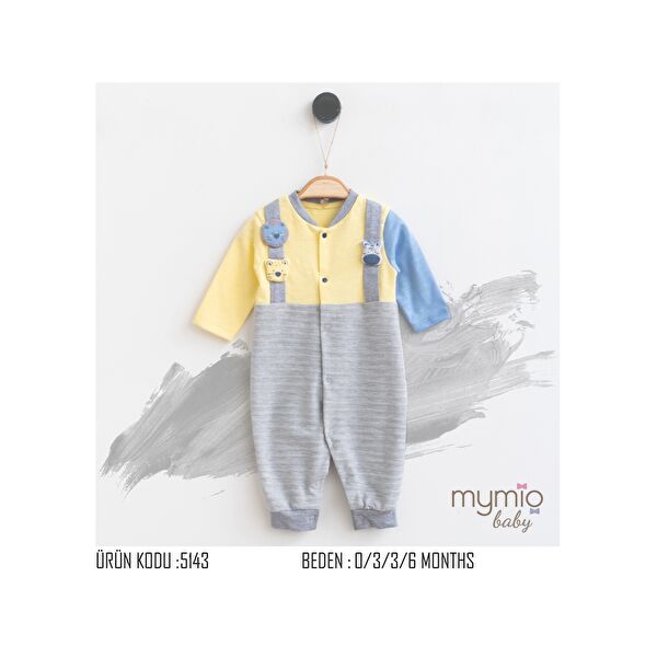 Bisiklet Yaka Uzun Kollu Erkek Bebek Tulum