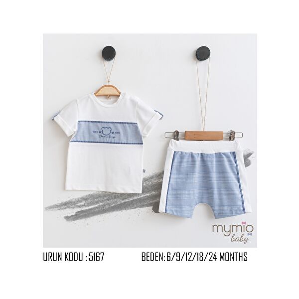 Bisiklet Yaka Kısa Kollu Erkek Bebek Tişört ve Şort 2'li Takım