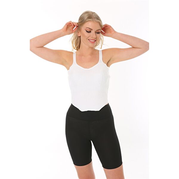 U Yaka Düz Kadın Triko Atlet