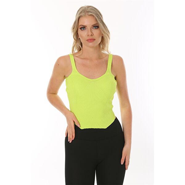 U Yaka Düz Kadın Triko Atlet