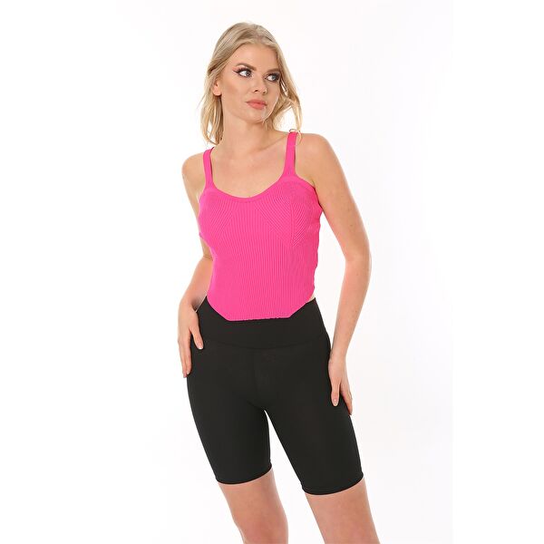 U Yaka Düz Kadın Triko Atlet