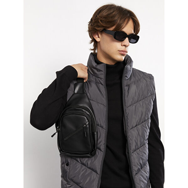 Deri Görünümlü Erkek Göğüs Çantası