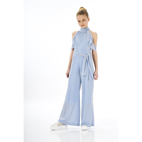 Halter Yaka Parlak Detaylı Kız Çocuk Tulum Halter Yaka Parlak Detaylı Kız Çocuk Tulum