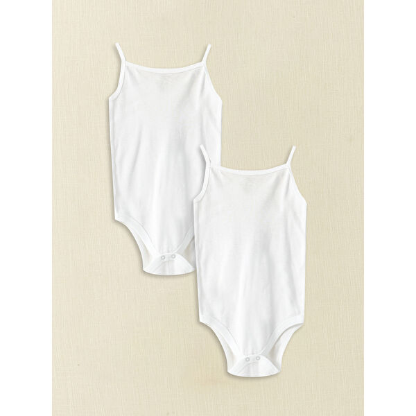 Kare Yaka Askılı Basic Kız Bebek Çıtçıtlı Body 2'li