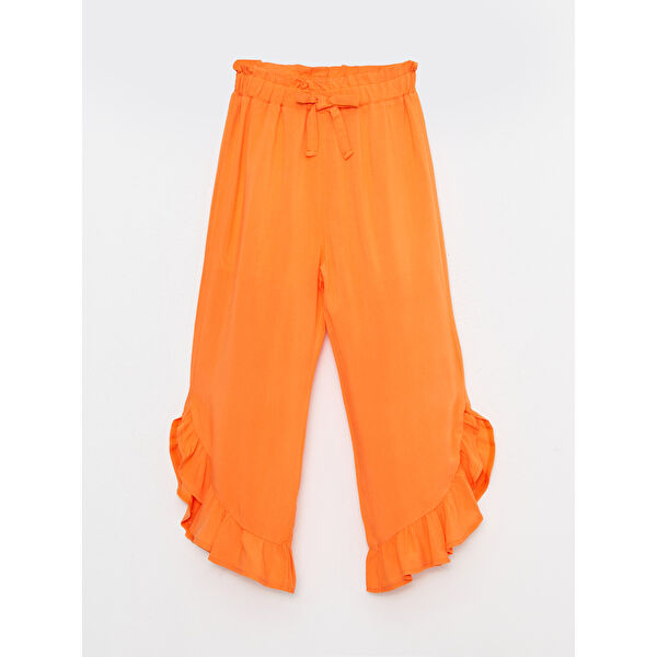 Beli Lastikli Basic Geniş Paça Kız Çocuk Pantolon