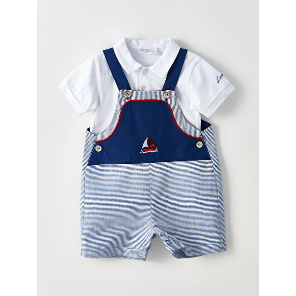 Polo Yaka Kısa Kollu Çizgili Erkek Bebek 2'li Takım