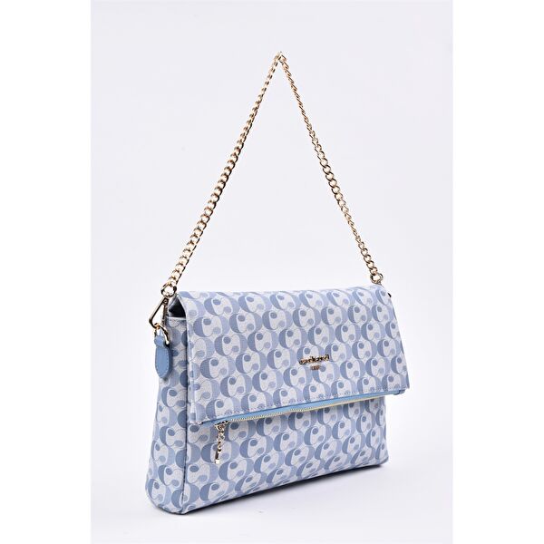 Baskılı Zincir Askılı Kadın Kol Çantası