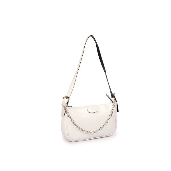 Deri Görünümlü Kroko Desenli Kadın Baget Çanta