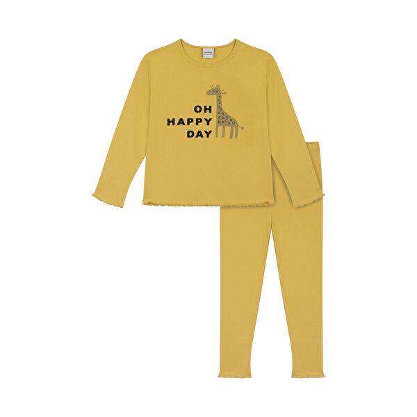 Bisiklet Yaka Baskılı Uzun Kollu Organik Pamuklu Erkek Çocuk Pijama Takımı