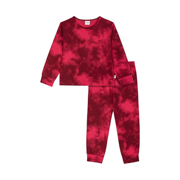 Bisiklet Yaka Batik Desenli Uzun Kollu Organik Pamuklu Kız Çocuk Pijama Takımı Bisiklet Yaka Batik Desenli Uzun Kollu Organik Pamuklu Kız Çocuk Pijama Takımı