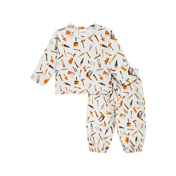 Bisiklet Yaka Uzun Kollu Organik Pamuklu Erkek Bebek 2'li Takım