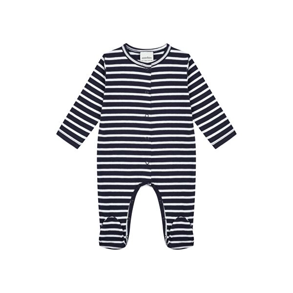 Bisiklet Yaka Uzun Kollu Organik Pamuklu Erkek Bebek Tulum