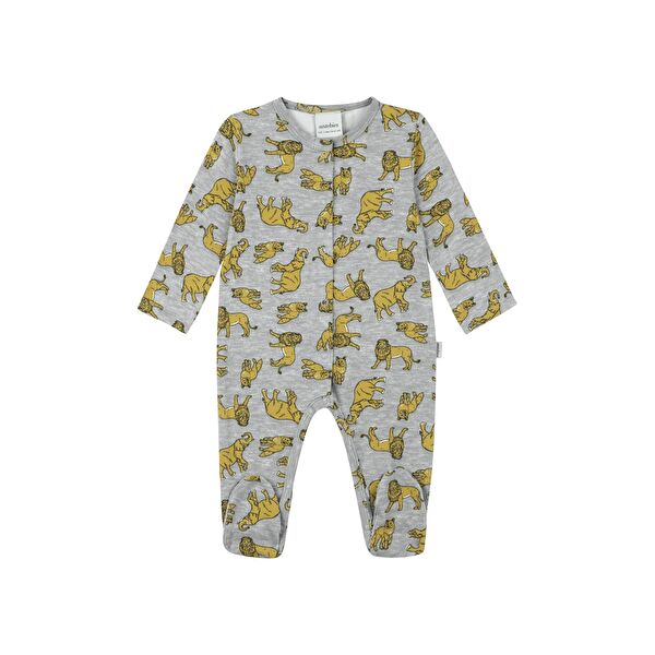 Bisiklet Yaka Uzun Kollu Organik Pamuklu Erkek Bebek Tulum