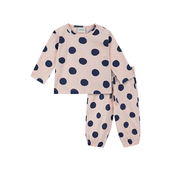 Bisiklet Yaka Uzun Kollu Organik Pamuklu Kız Bebek 2'li Takım