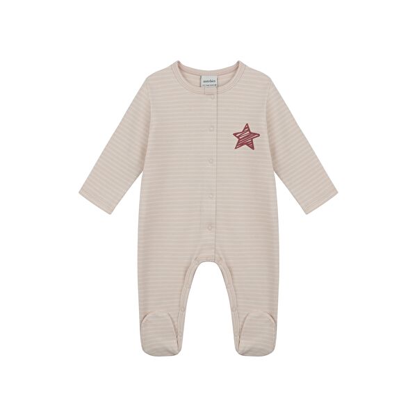 Bisiklet Yaka Uzun Kollu Organik Pamuklu Kız Bebek Tulum